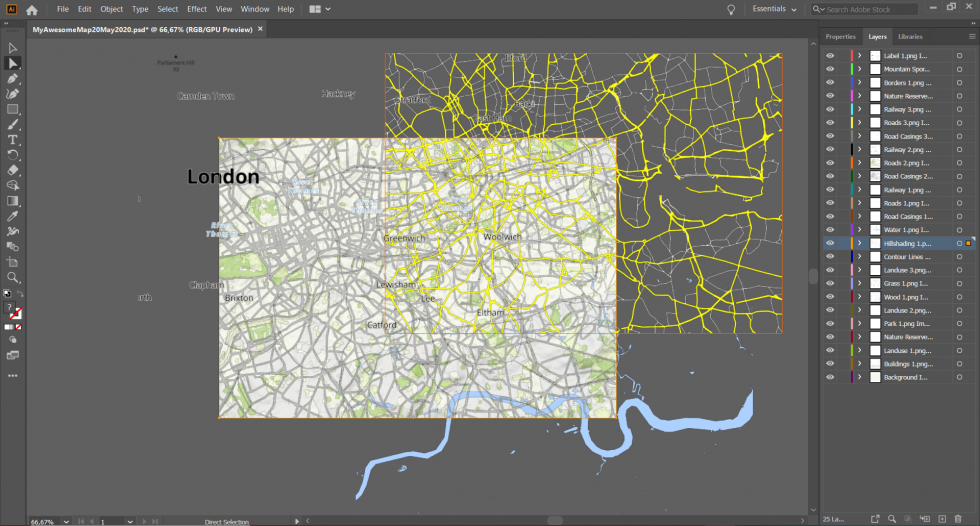 Create a route map with the Printmaps editor